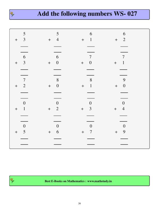 maths worksheet grade 1 chapter addition - Best E-books, Mathematics ...