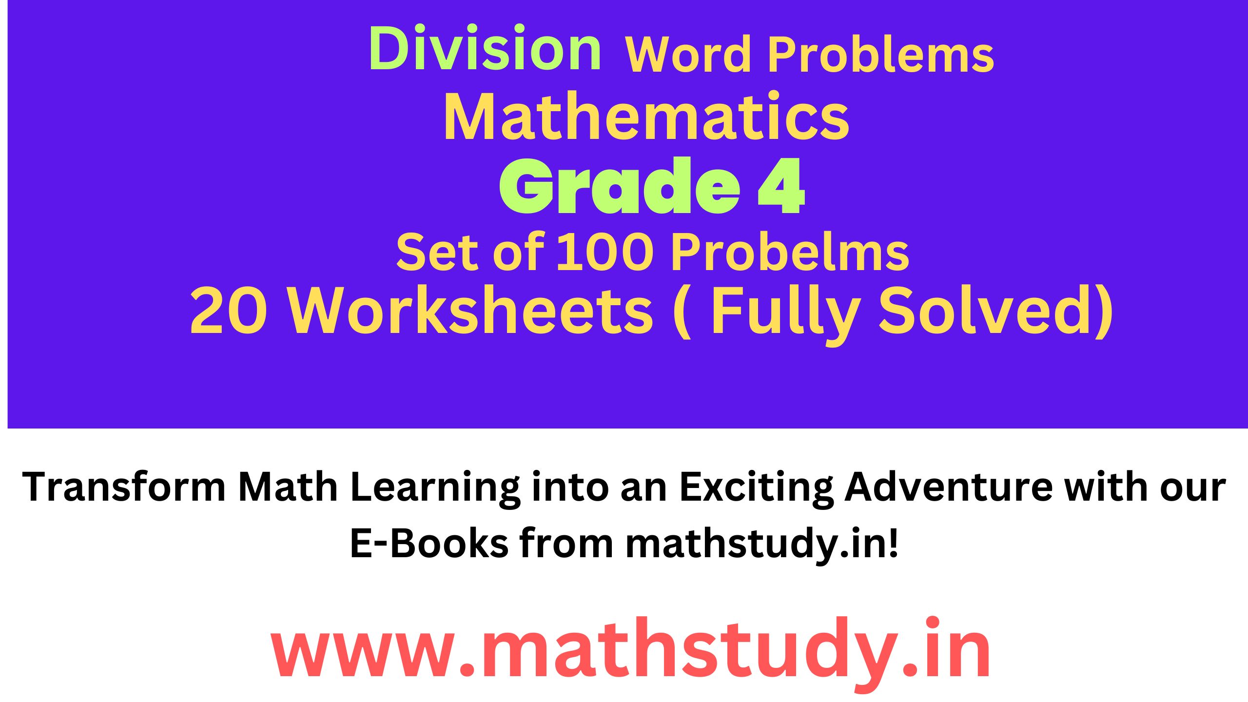 Division Word Problems For 4th Grade 100 Problems Best E books 