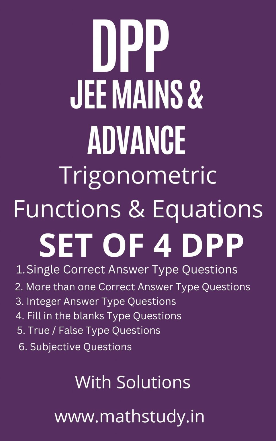 Daily Practice Problems (DPP) for JEE Mains & Advance -Trigonometric Functions & Equations ...