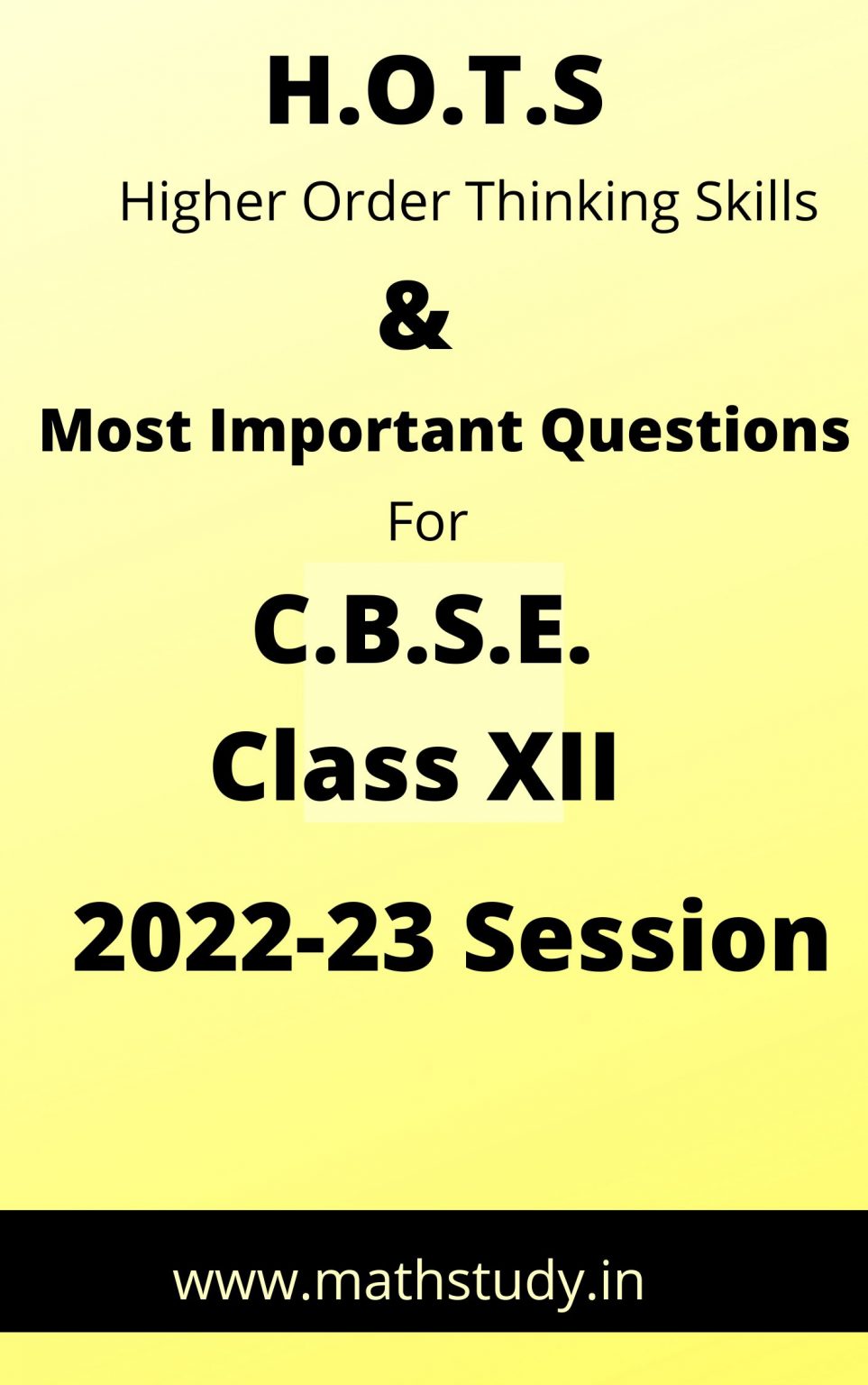HOTS & IMPORTANT QUESTIONS MATHEMATICS CLASS 12 CBSE - Mathematics- E ...