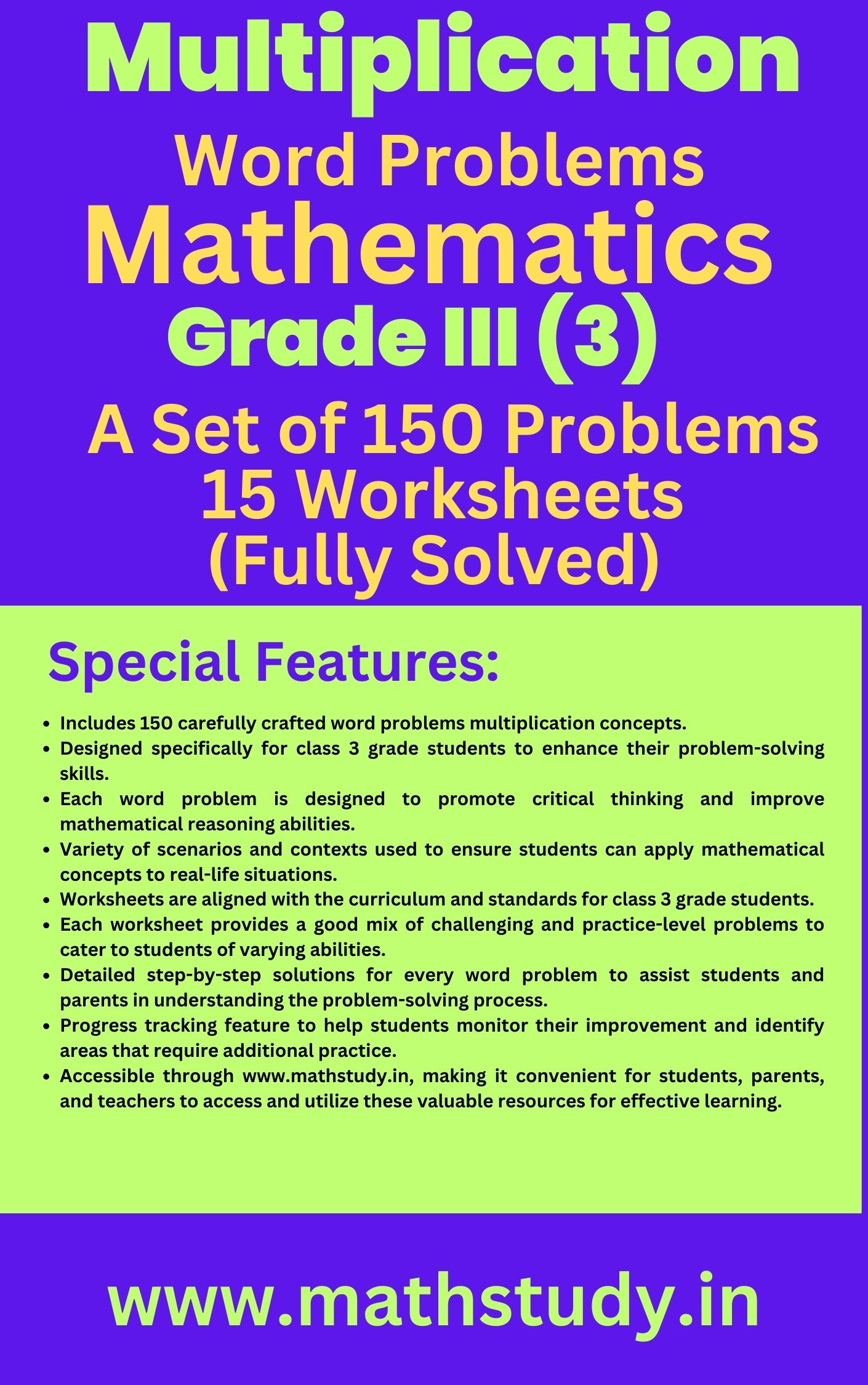 Multiplication Word Problems For Grade 3 150 Problems Best E books