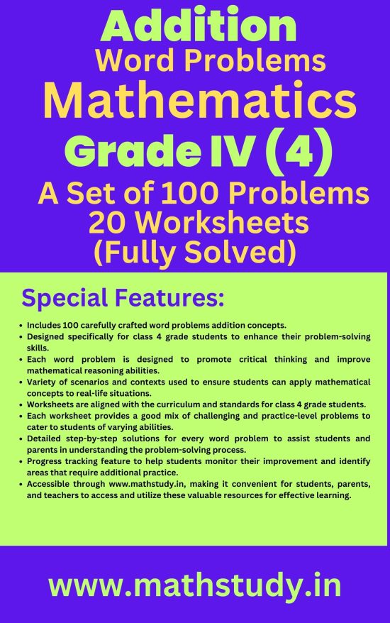 Word Problems On Addition And Subtraction For Class 4 Pdf Archives 