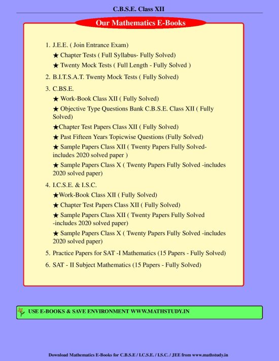 Objective Type Question Bank for Mathematics Class XII -C.B.S.E ...