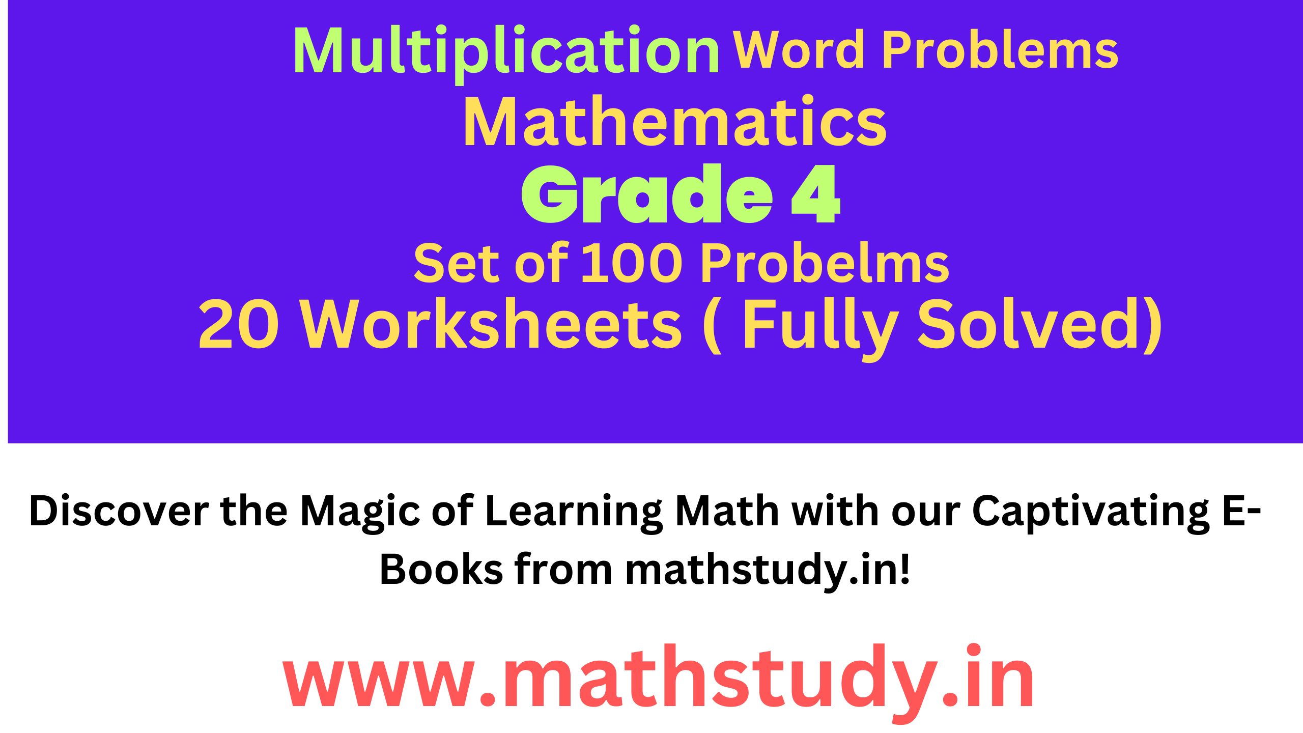 Multiplication Word Problems For 4th Grade Best E books Mathematics 